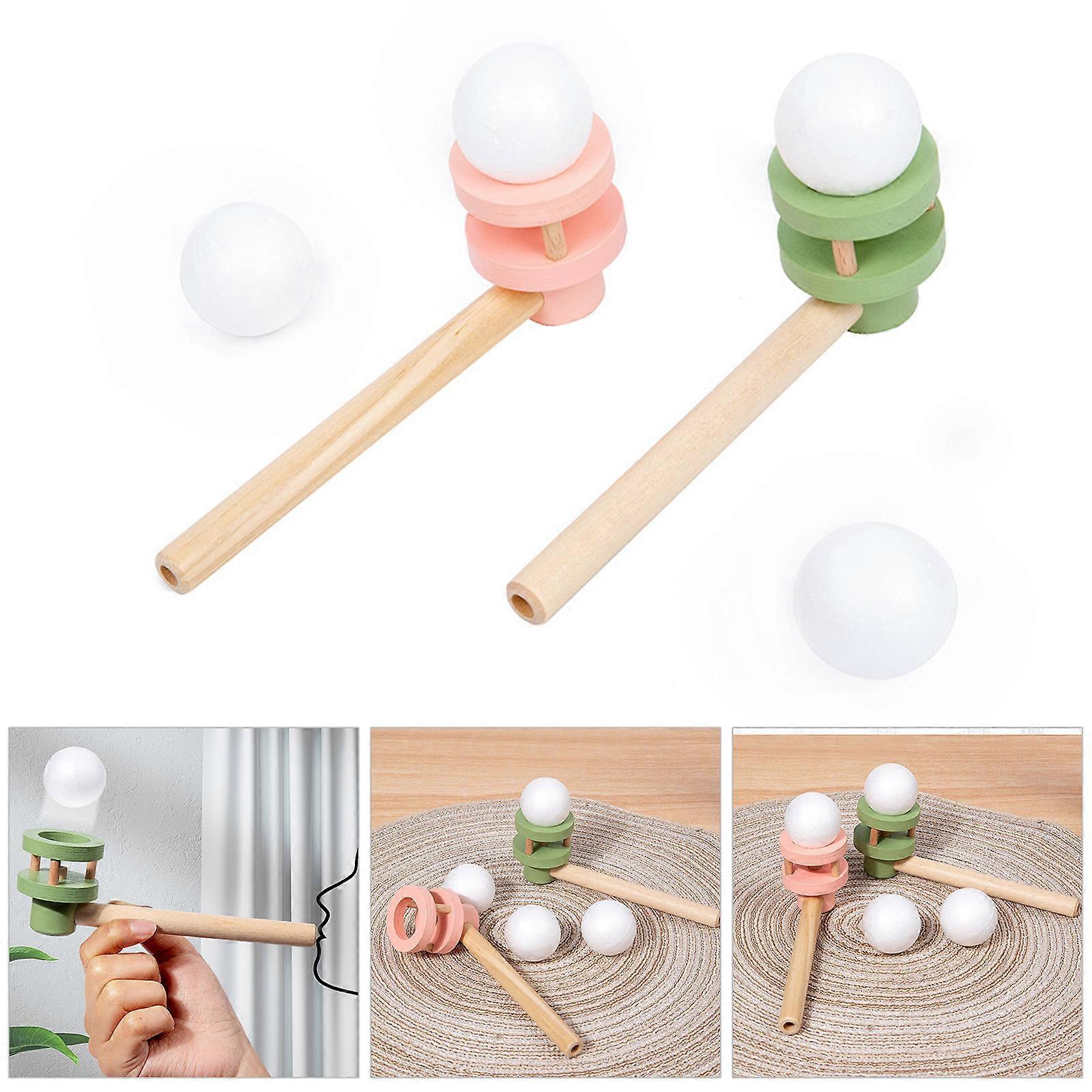 1set Kids Gift Magic Suspension Pipe Blowing Ball Wood Floating Blow ...