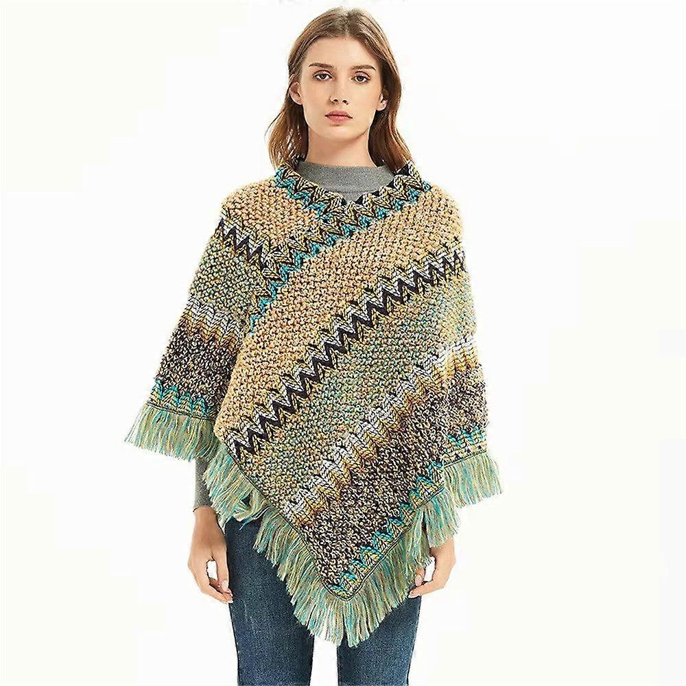 Poncho ladies winter cozy, boat neck in triangle design, warm and ...