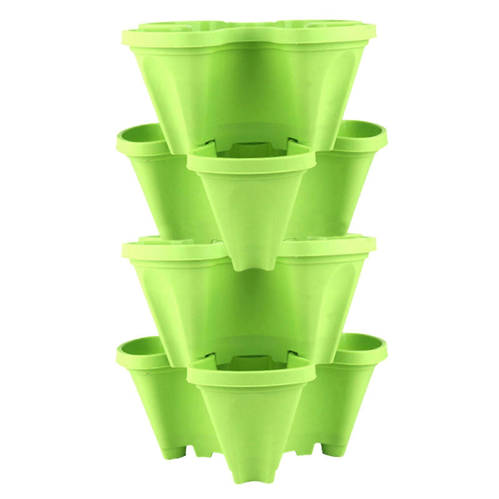 Stackable Green Planting Pots Four-Layer Vertical Garden Planter Multi ...