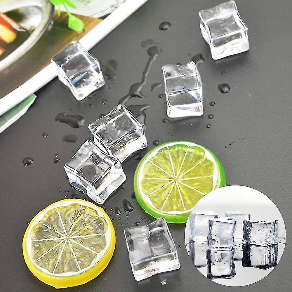100pcs 20*20mm Artificial Acrylic Ice Cubes Clear Fake Ice Cubes Diamonds Plastic Ice Cubes Fake ...