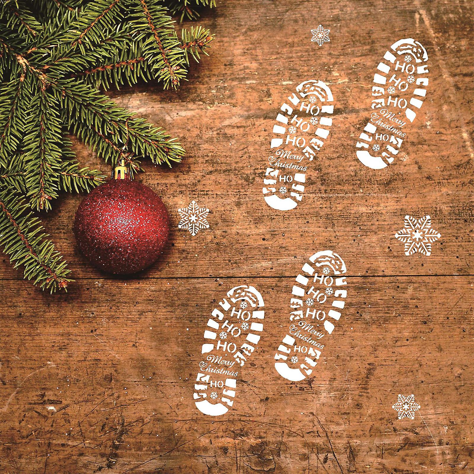 Plastic Footprint Snowflakes Stencil For Painting Wooden Window Wall ...