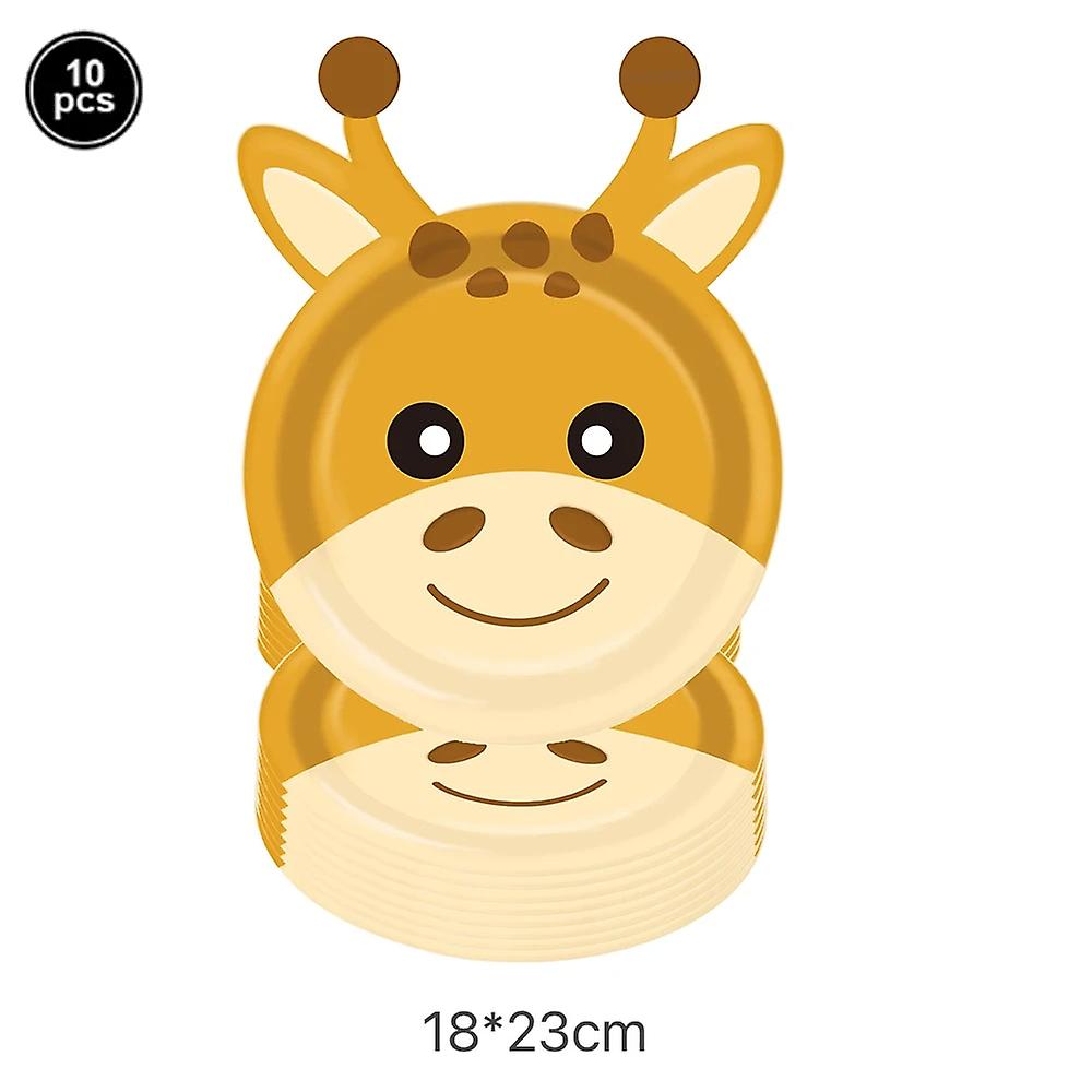 10pcs/kit 7inch Jungle Woodland Animal Paper Plates Disposable Plates ...