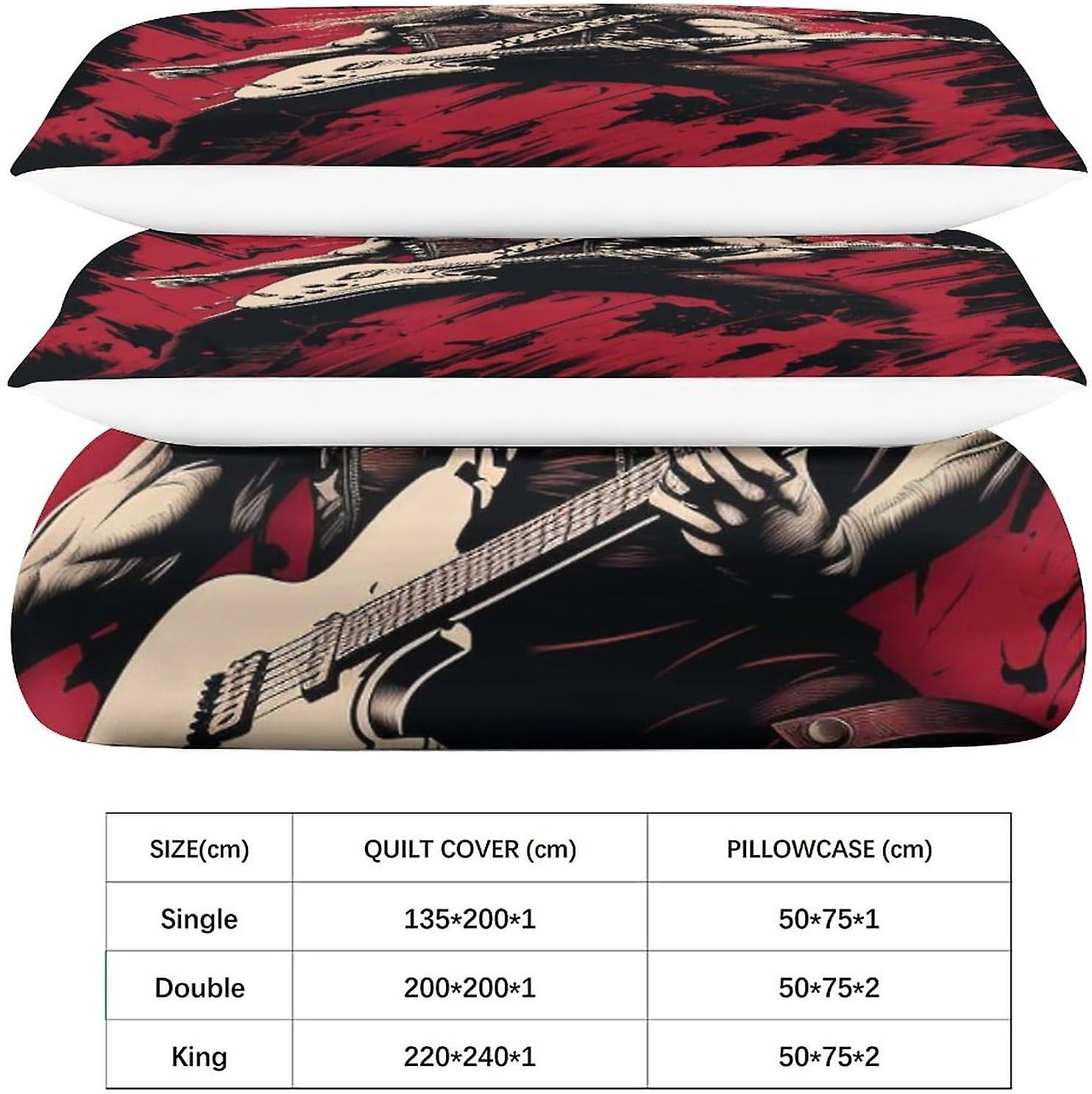 Rock 'n' Roll Duvet Cover Double Skull Pattern Bedding Set Soft ...