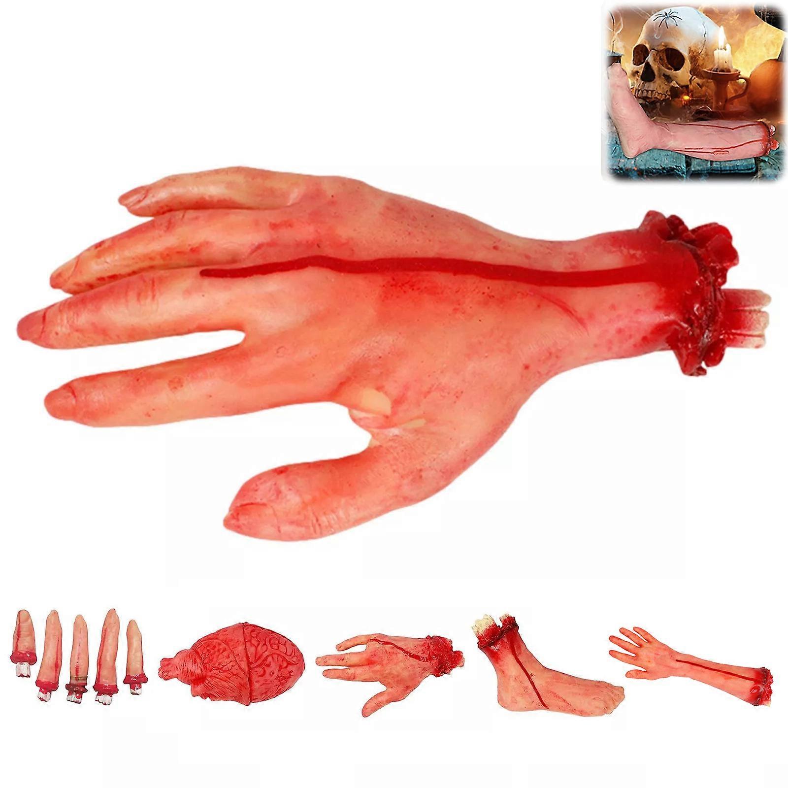 Halloween Severed Body Part Prop Bloody Fake Hand Scary Yard Decoration ...