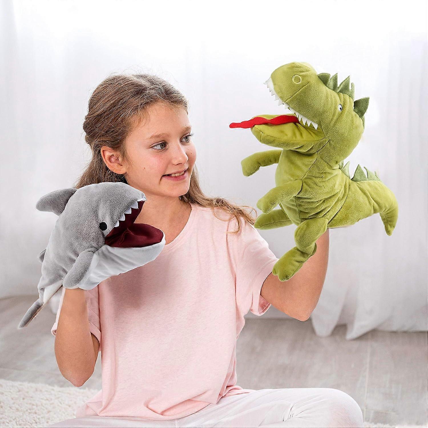 Plush Shark Puppet, Open Movable Mouth, Interactive Toy for Imagining ...