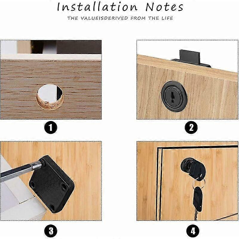 2 Pack Black Desk Drawer Locks with 4 Universal Keys, Square Base ...