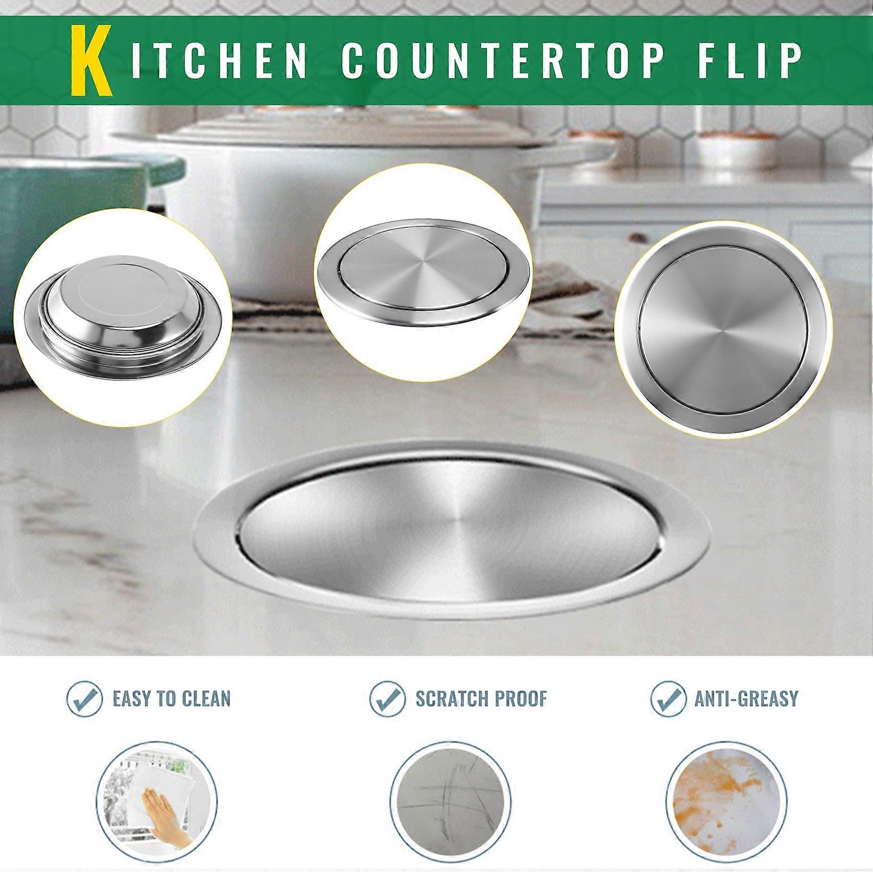 Stainless Steel Garbage Flap Lid Trash Bin Cover Flush Built-in Balance ...