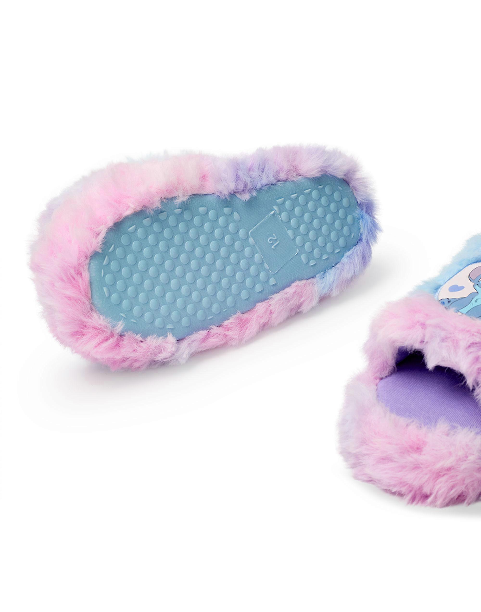 Disney Womens Slider Slippers Multicoloured Fluffy Ombre Stitch ...