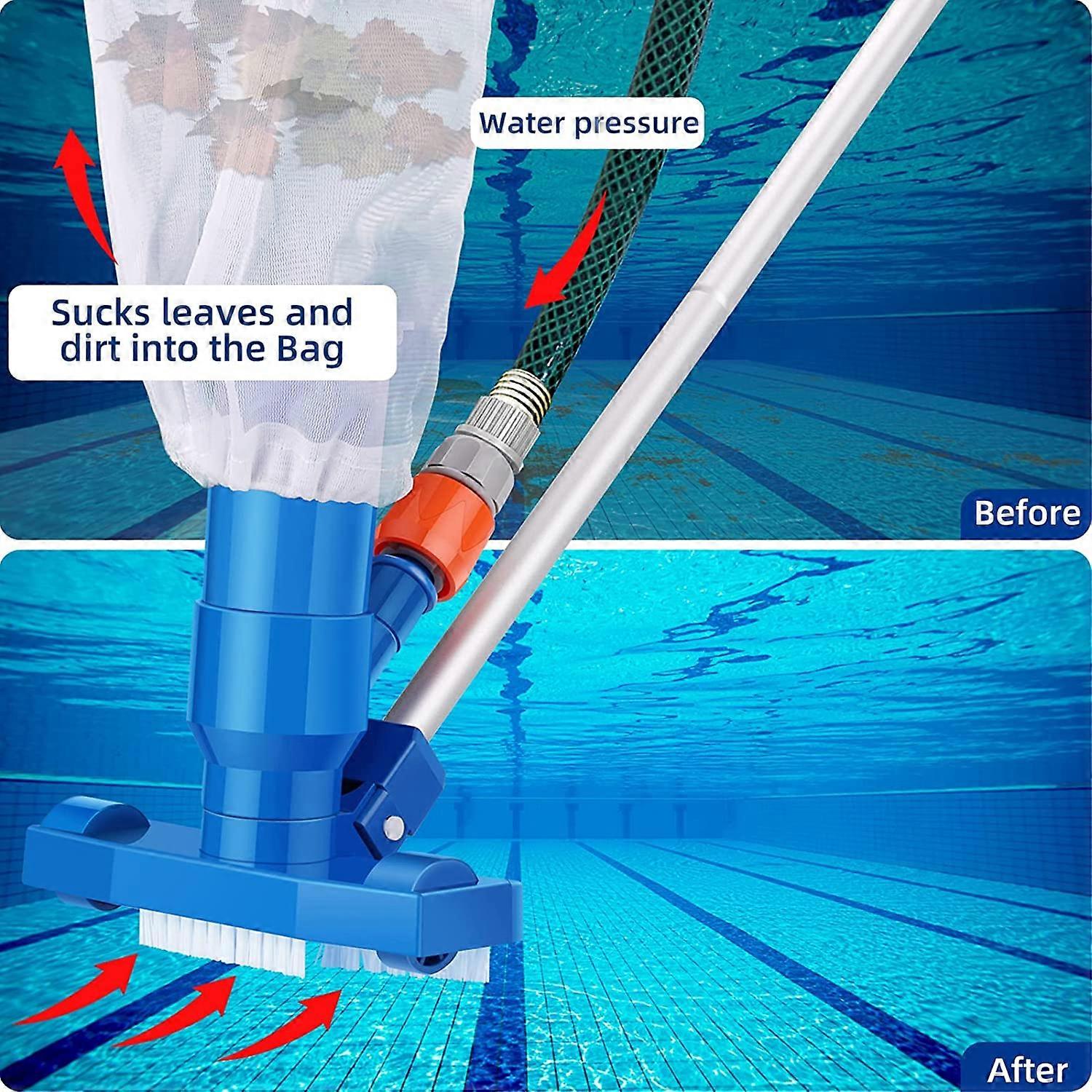 Portable Manual Pool Vacuum Filter with Leaf Bag Brush Adjustable ...
