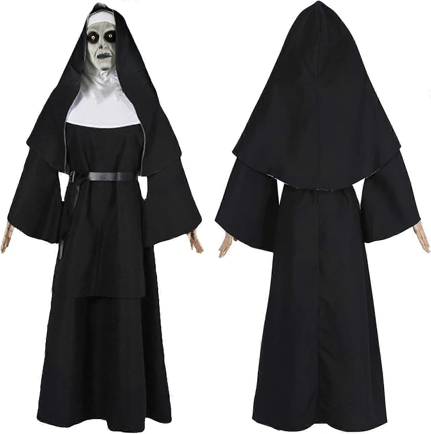 Nun Costume for Women, Nun Dress with Scary Nun Mask, Various Size ...