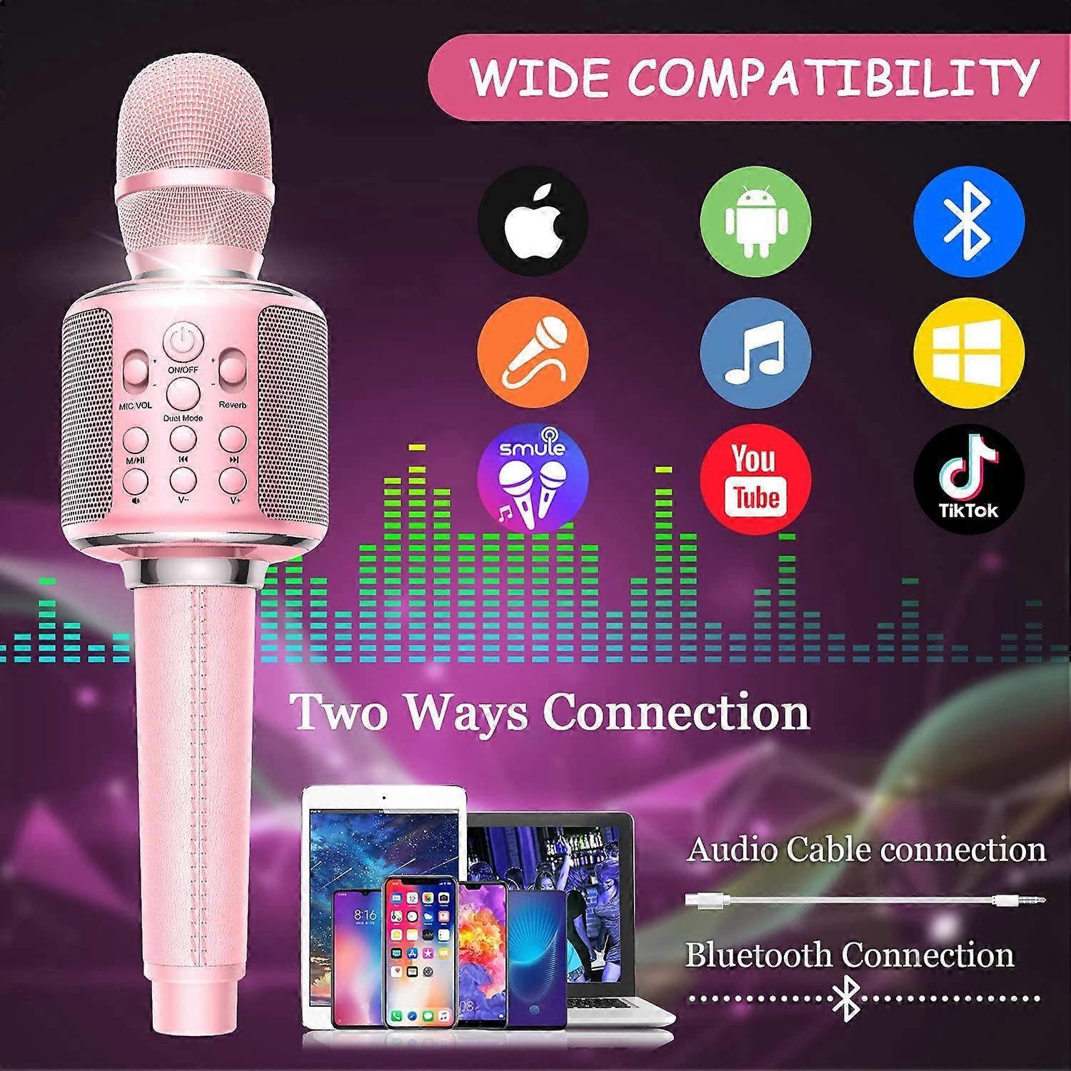 Bluetooth Microphone Karaoke Portable Home Wireless Singing Machine ...