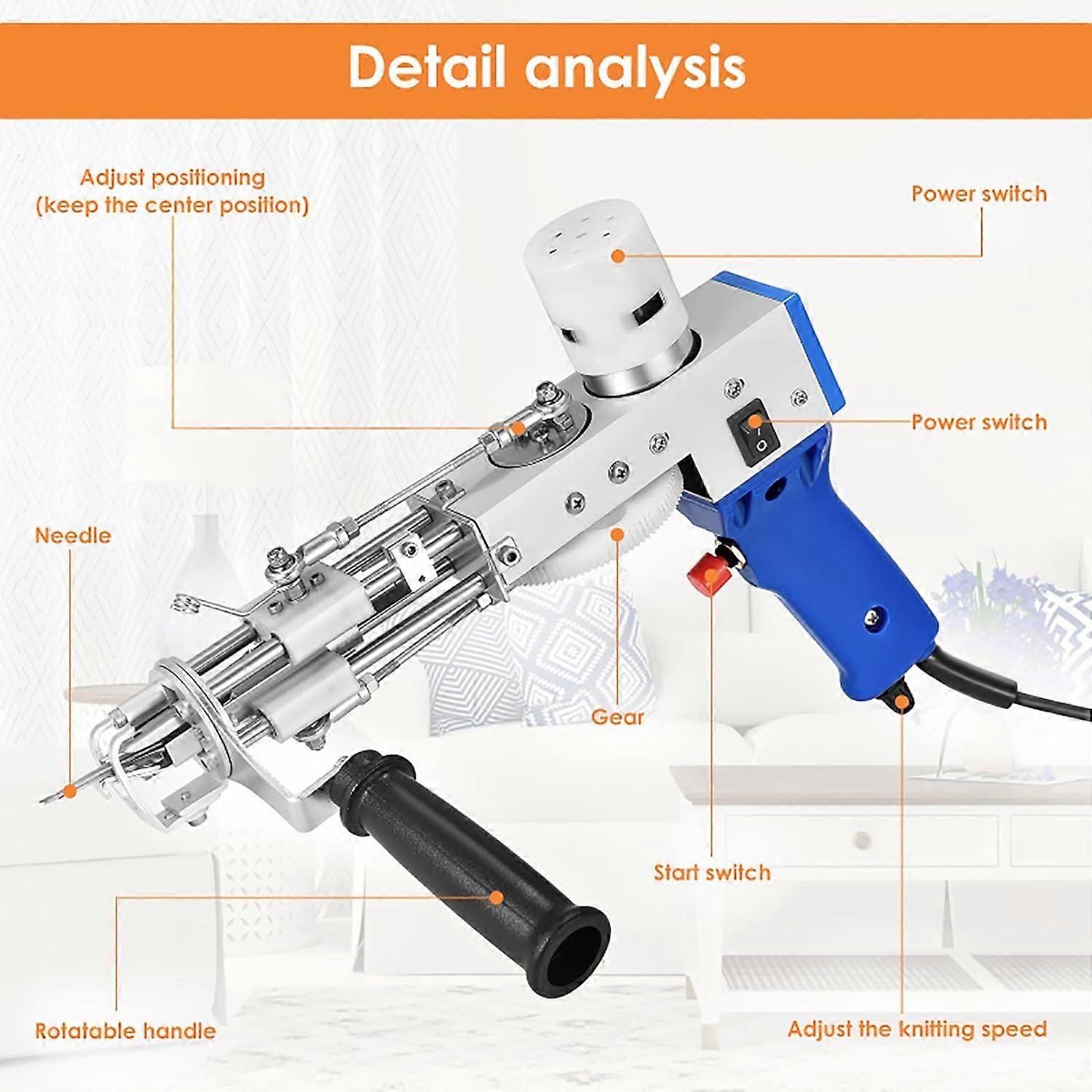 Blue Cut Pile Rug Tufting Gun, Loop Tufting Gun, 100V-240V Rug Gun ...