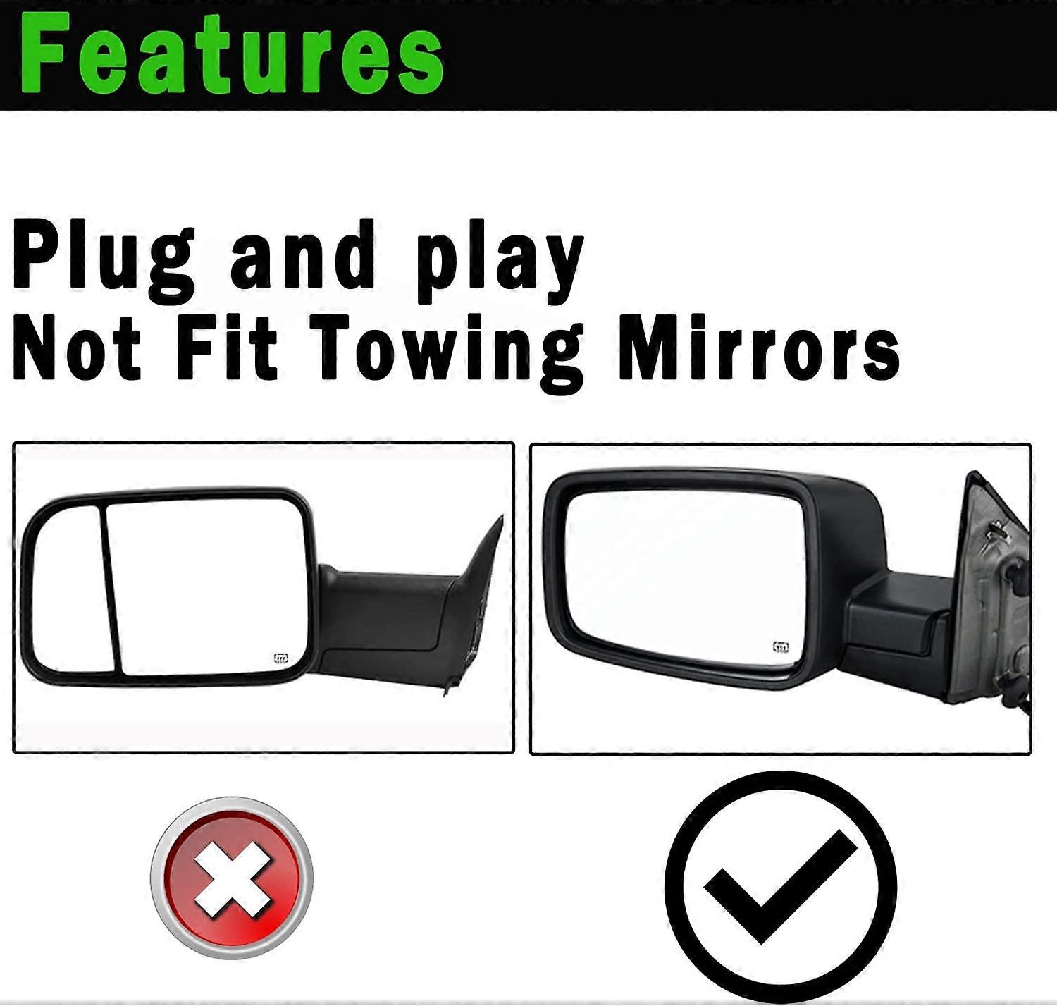 Ram Passenger Right Side Heated Mirror Glass Compatible with 2009-2018 ...