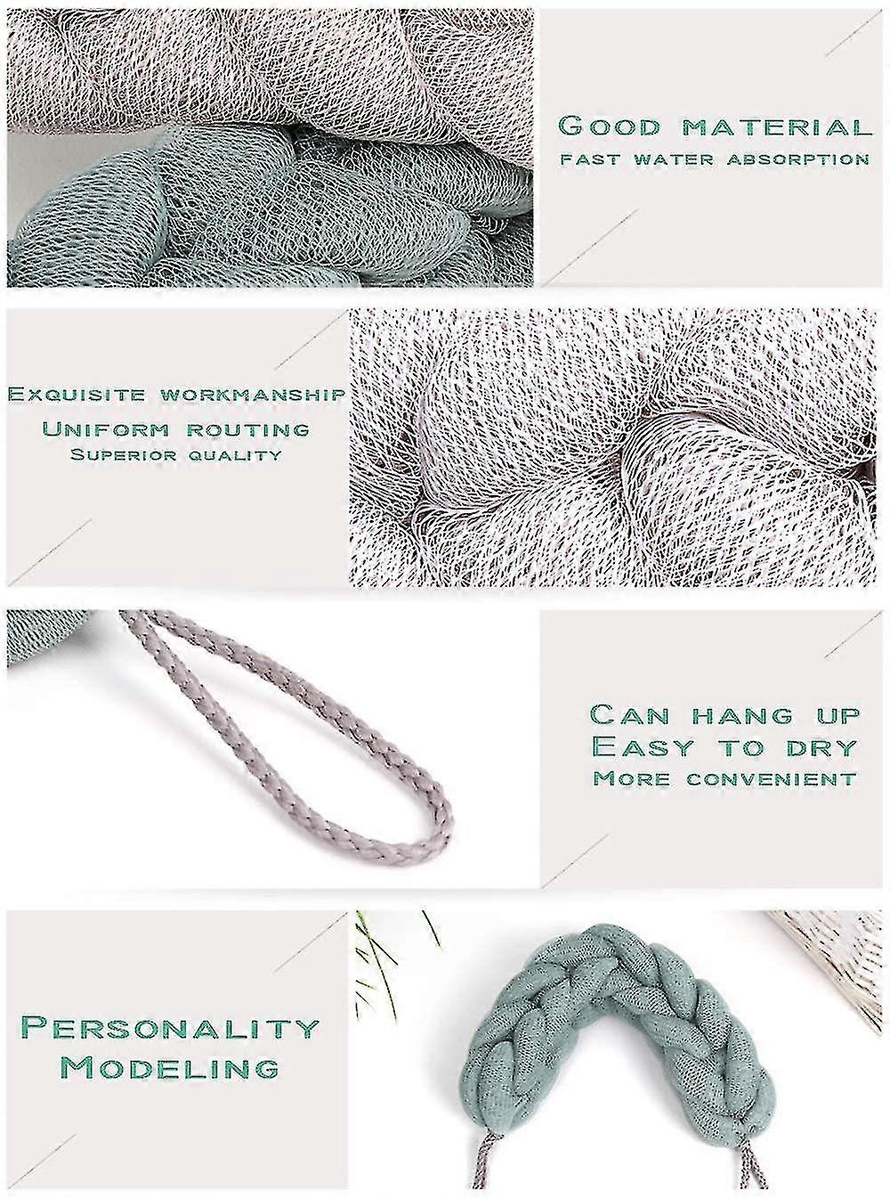 4 Packs Long Stretch Back Sponge With Rope Handles Back Scrubber Bath ...