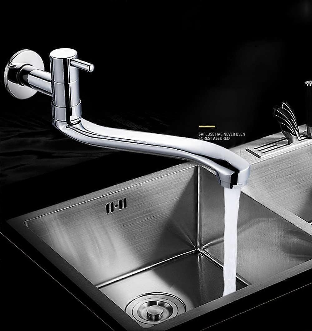 Wall Mounted Cold Water Sink Faucet, Single Handle Brass Tap for ...