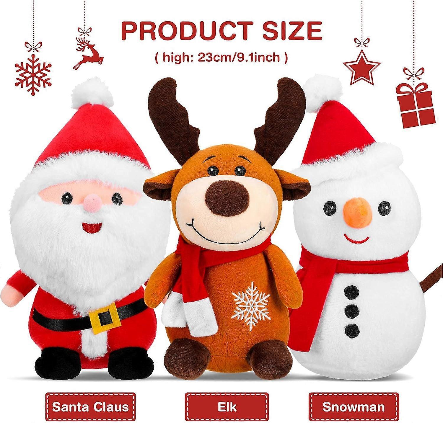 3 Pieces Christmas Plush Toys Santa Claus Plush Doll Reindeer Stuffed ...