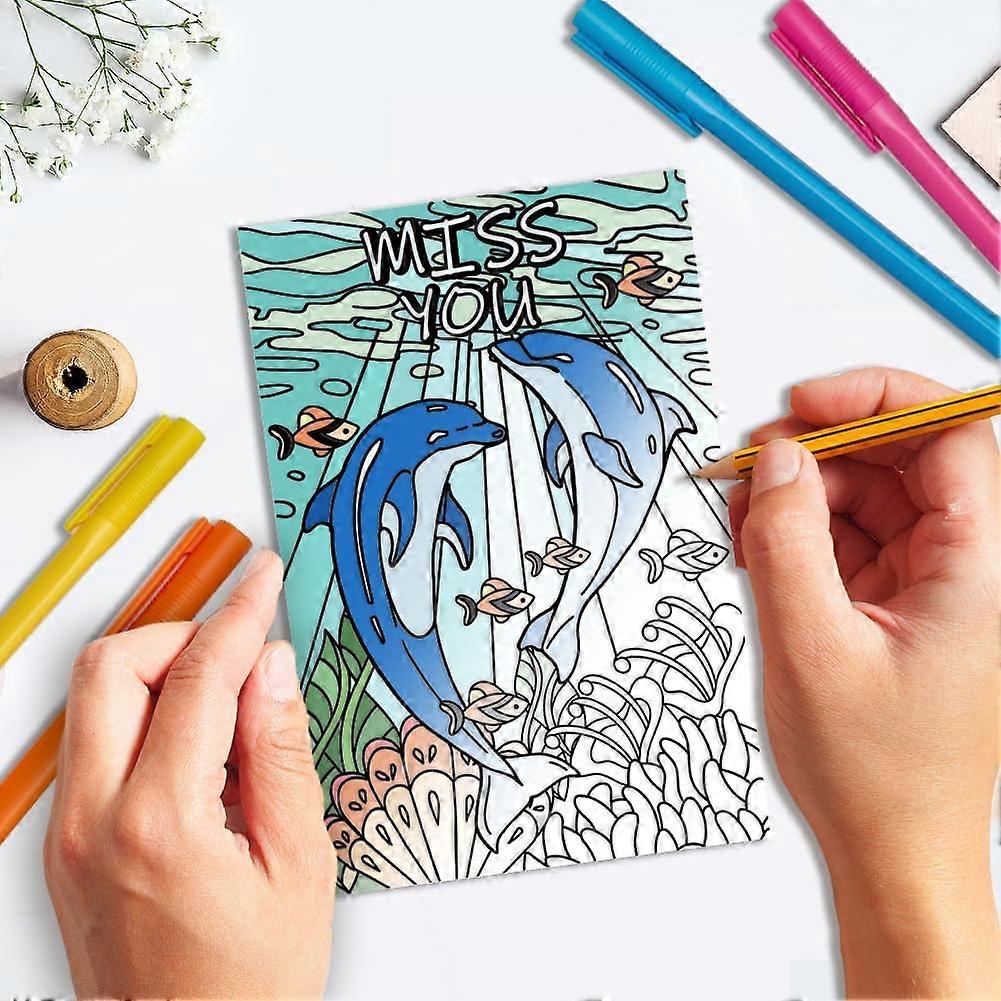 Ocean Coloring Greeting and Thank You Note Cards 10 Coloring Cards ...