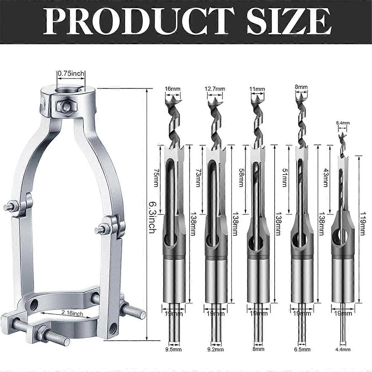 Square Hole Drill Bit Adapter and Square Hole Drill Bit Set for Drill ...