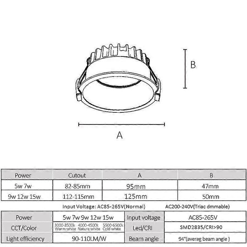 2021 Dimmable Anti-corrosion LED Downlight Anti-Glare Led Ceiling Lamp ...