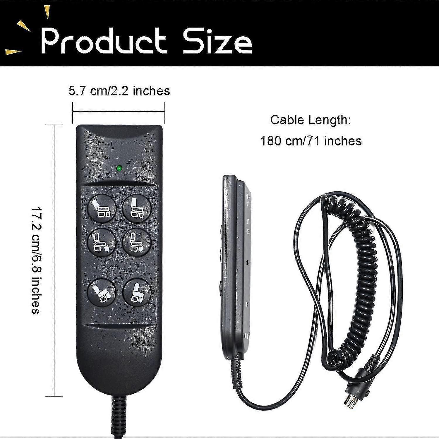 6 Button Remote For Recliners 5 Pin Lift Chair Handset Controller Hand ...