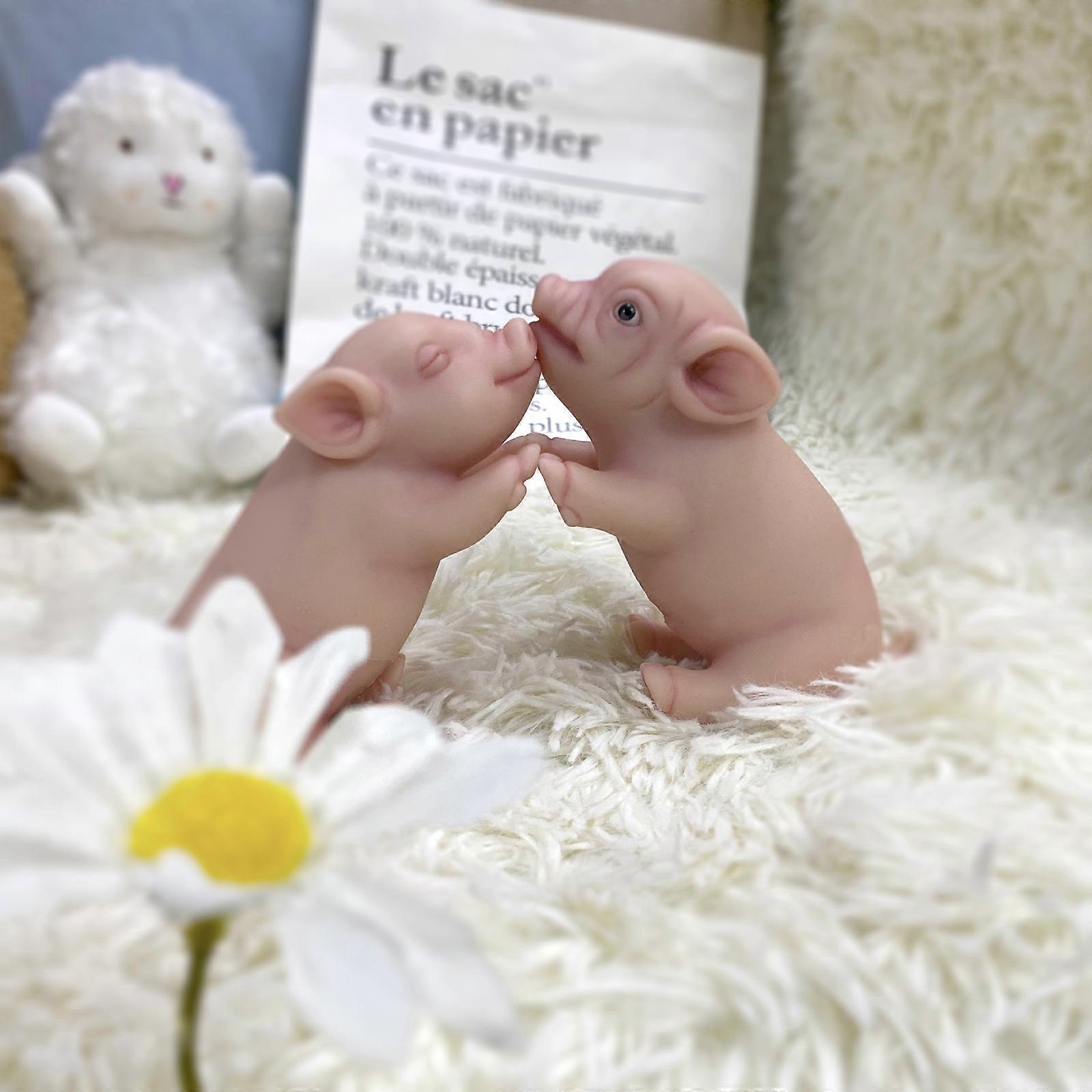 6 Inches Vinyl Simulation Pig for Doll Toy Mini Animal Piggy Lifelike ...