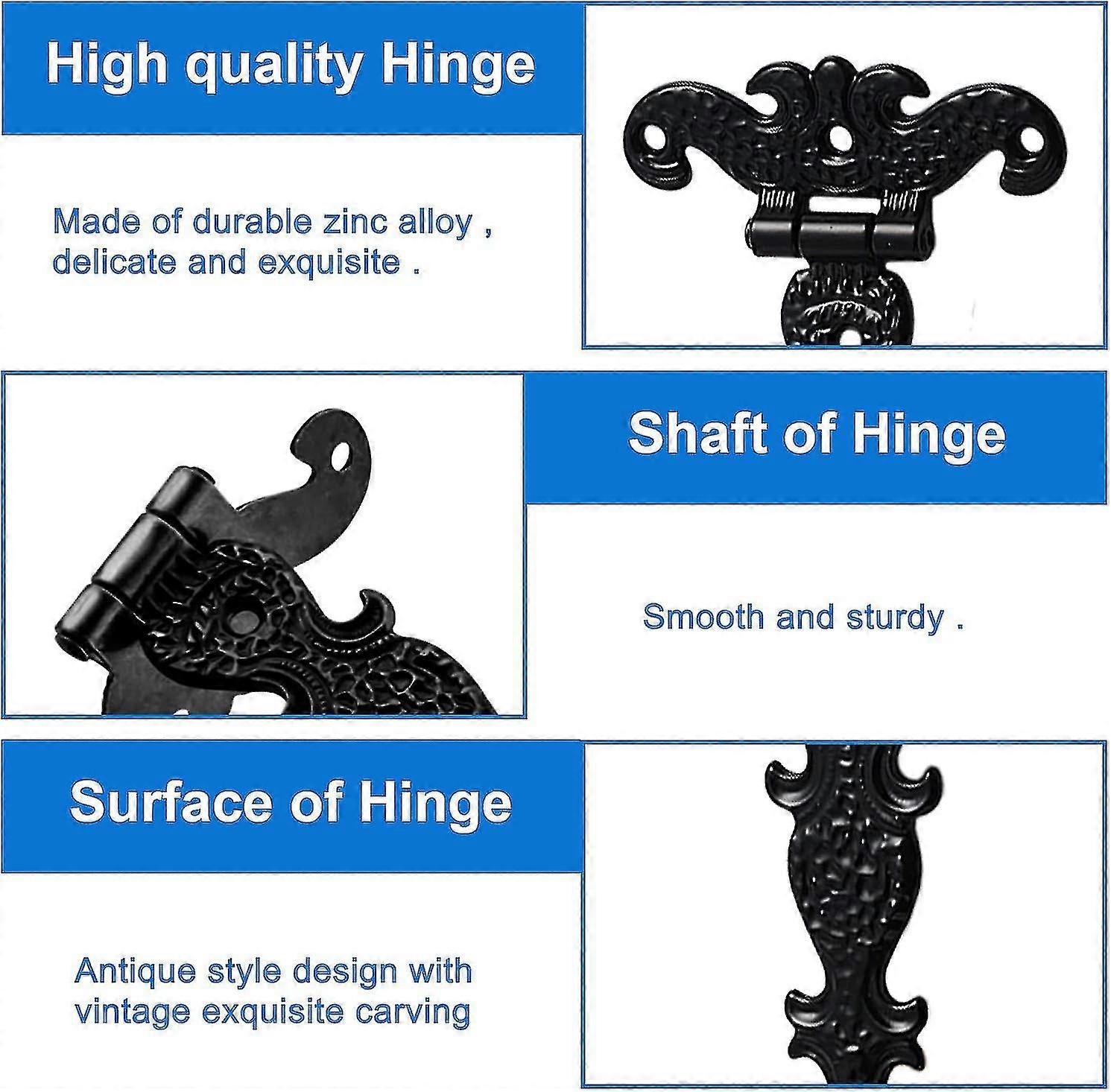6 Classic Decorative T Hinges 3.2" Heavy Duty Zinc Alloy T Strap Hinges ...