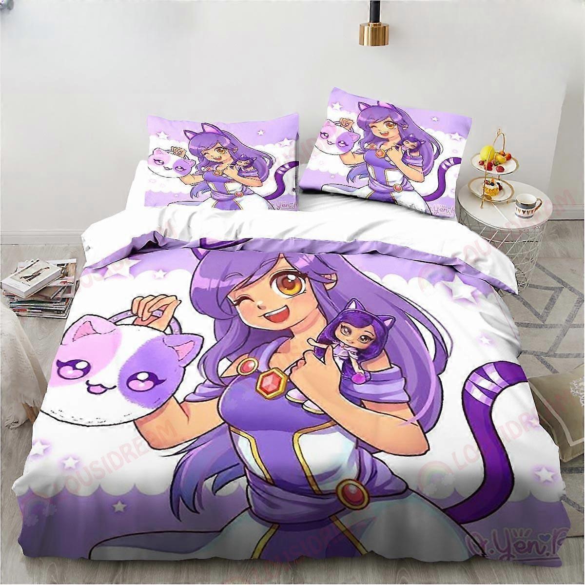 v1973 Bed Sheets New Cartoon Game Cute Aphmau with Wings Bedding Set ...