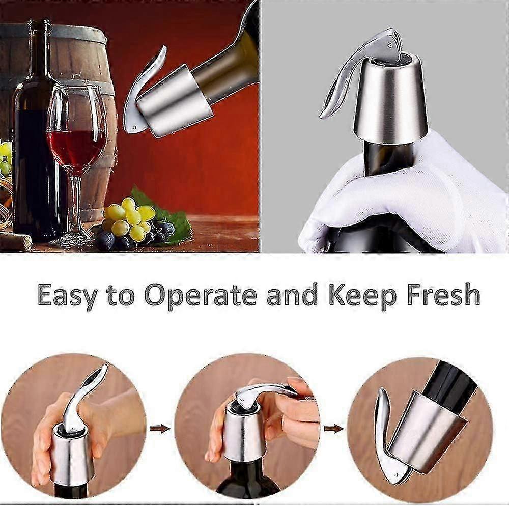 Wine Stopper, Stainless Steel Wine Bottle Plug Saver, Reusable Vacuum ...