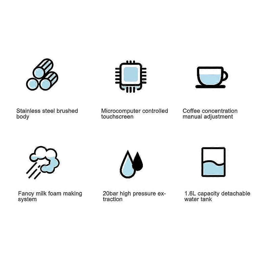 Espresso Coffee Machine 20 Bar 15 Cups 1.6L Capacity Water Tank 850W ...