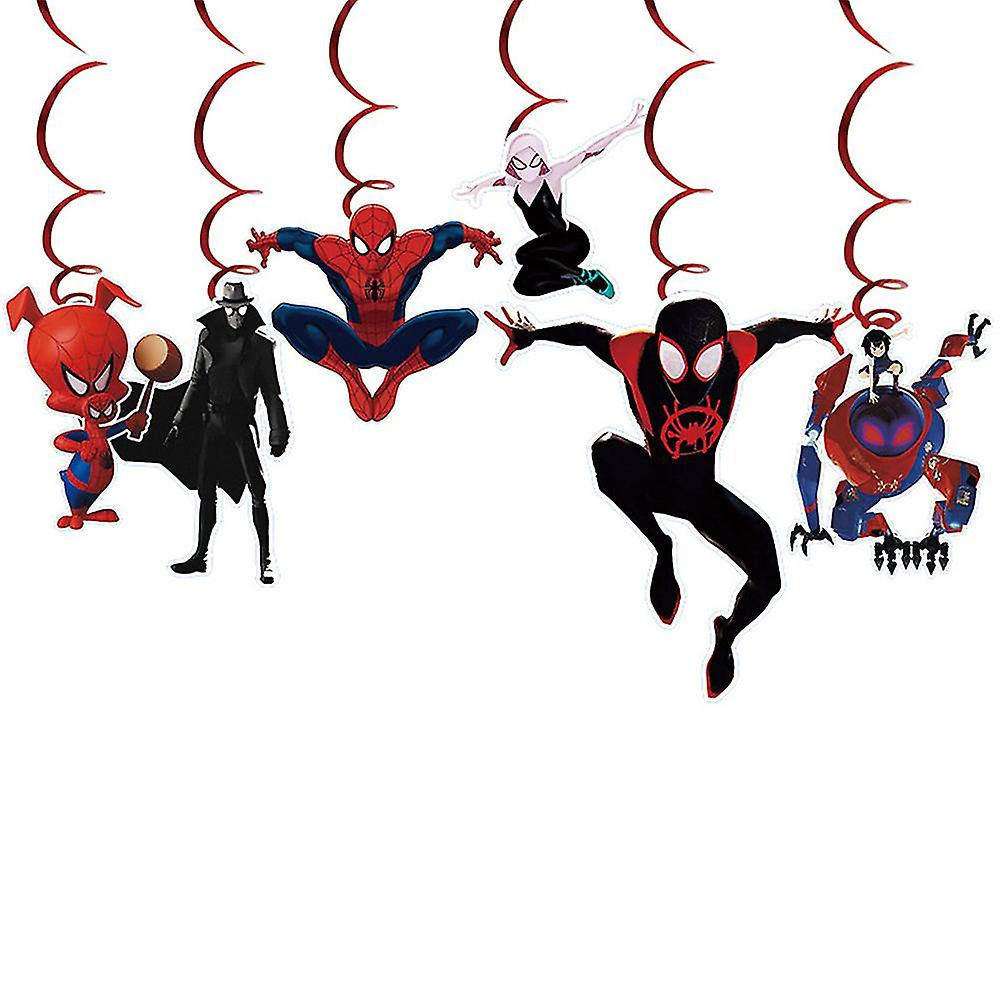 Spider-man Into The Spider-verse Spiral Flag Banner Balloons Cake ...