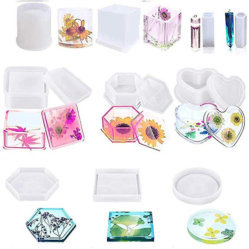 28 Pcs Resin Moulds Silicone,epoxy Resin Molds Set,diy Casting Resin ...