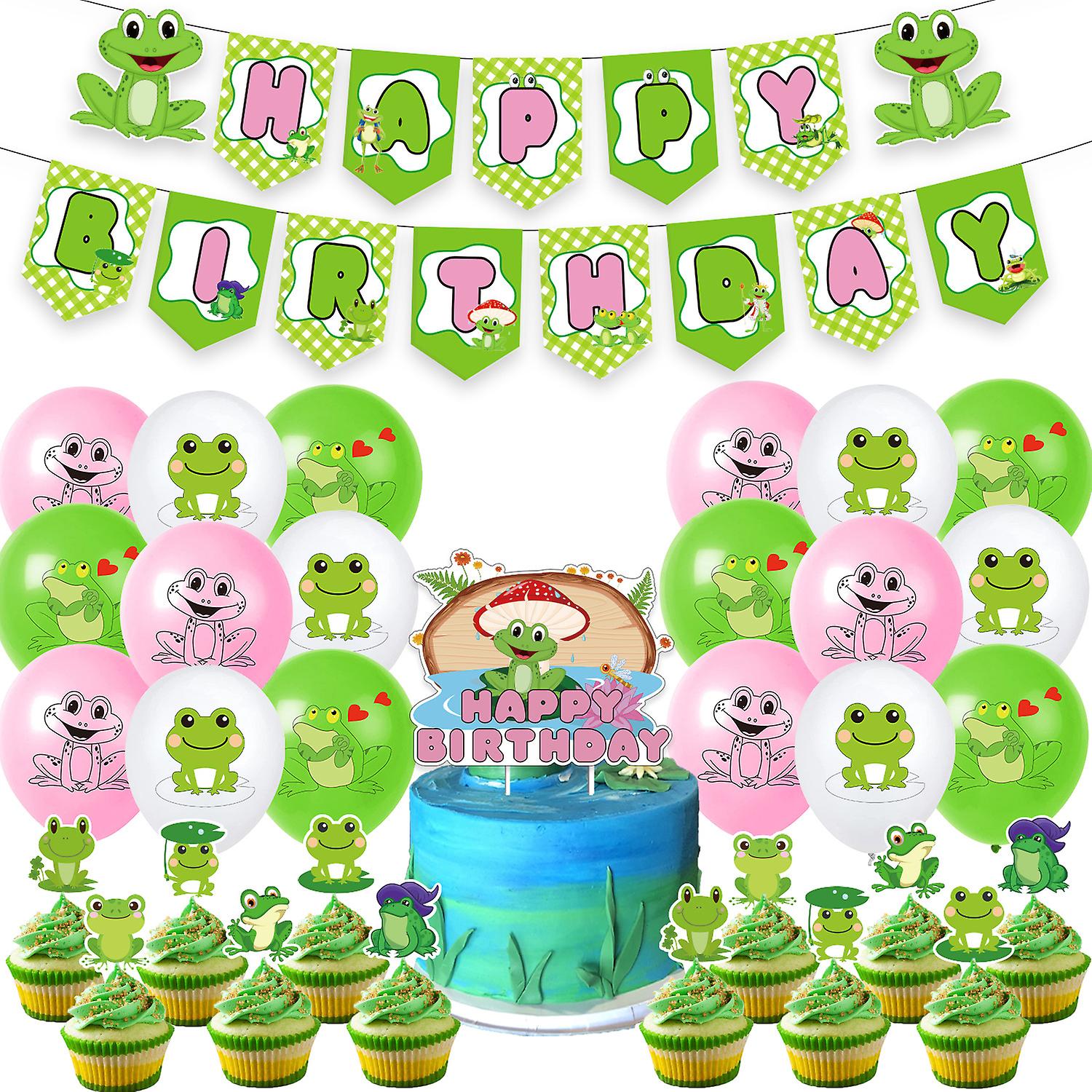 Frog Birthday Party Supplies, Frog Birthday Decorations Balloon Set ...