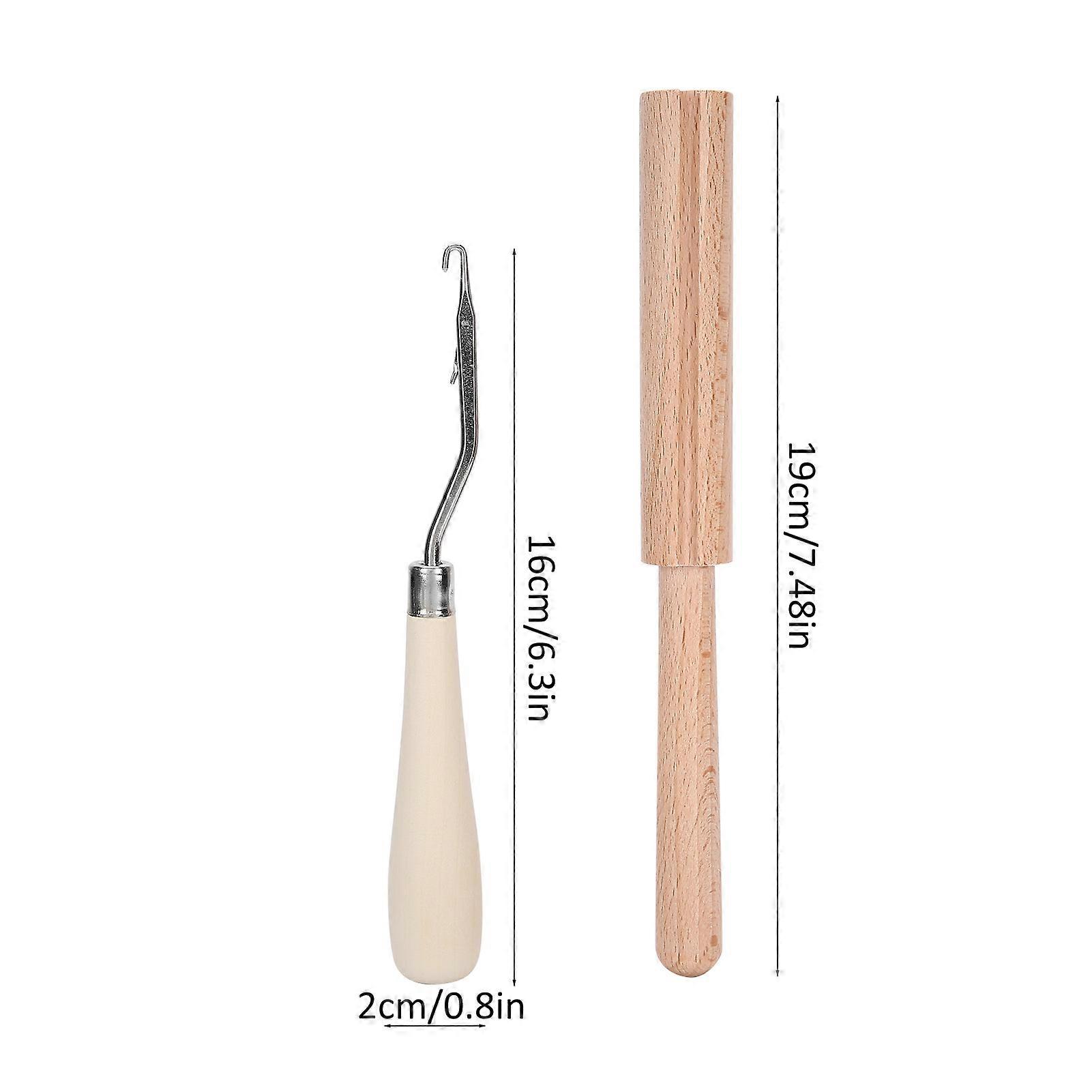 Bent Latch Hook Tool DIY Hand Made Carpet Crochet Needle Wooden Thread ...
