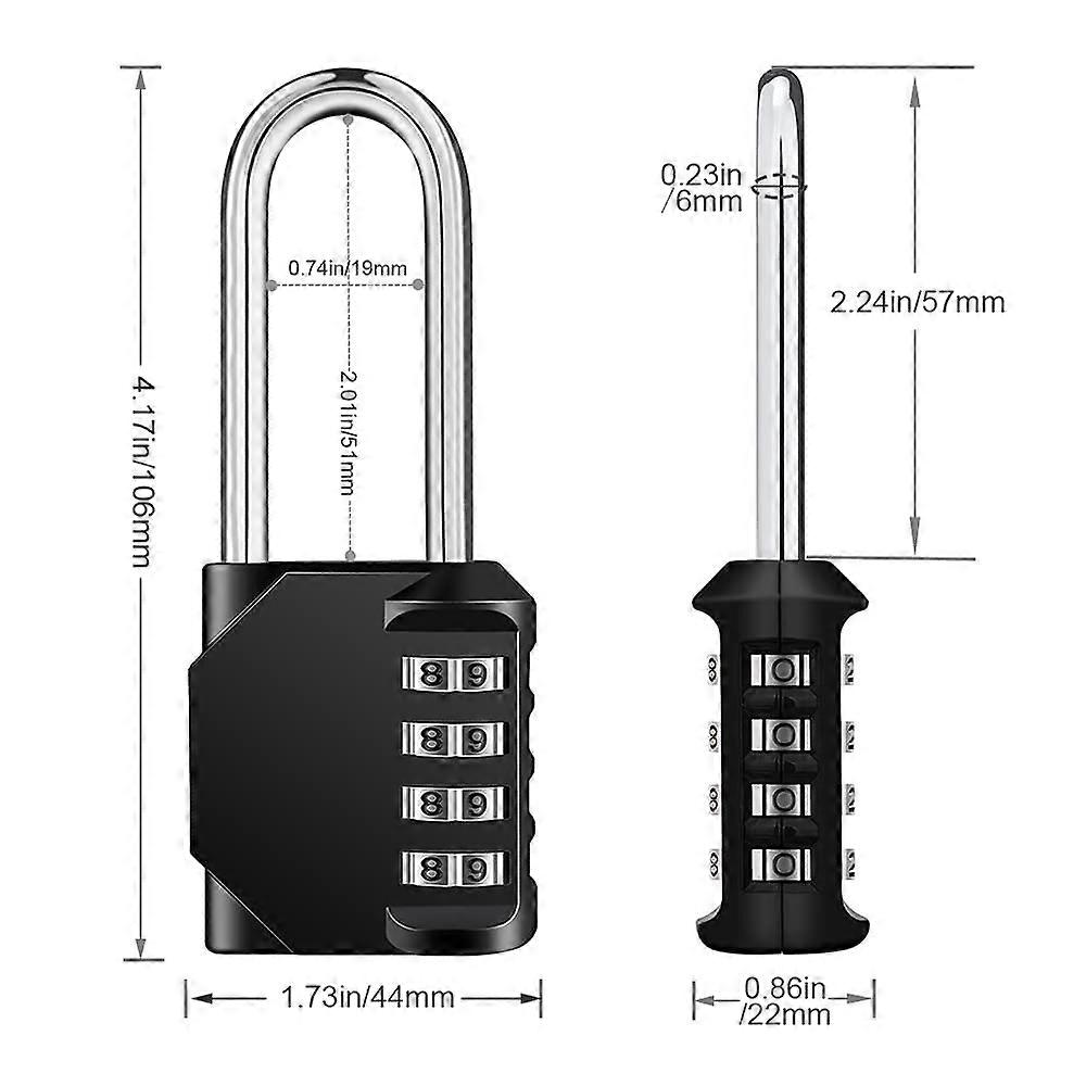 Padlock combination lock with long bracket, lock number code 4 digits ...