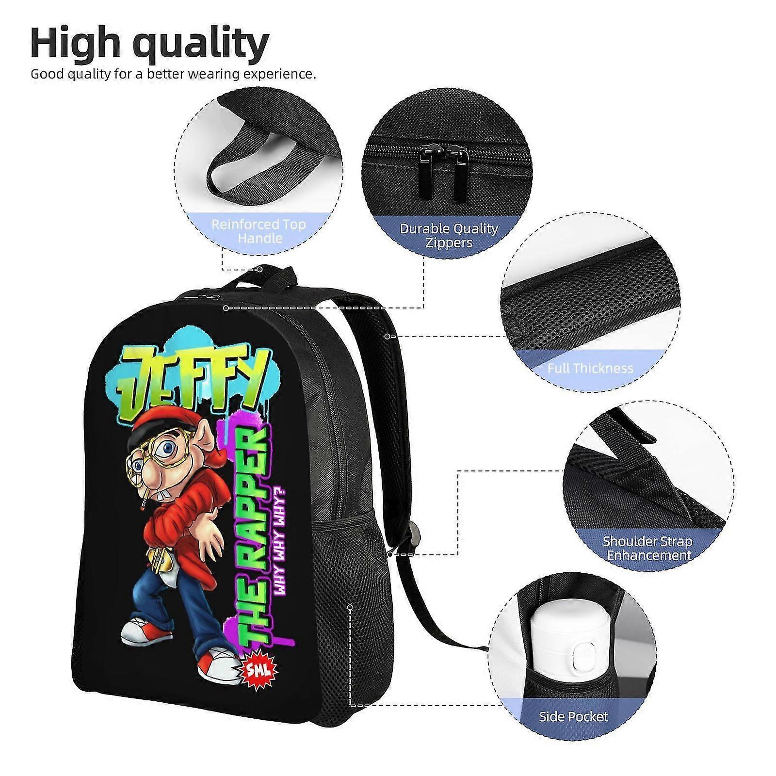 SML Jeffy The Rapper Unisex Backpack Laptop School Bag College Student ...