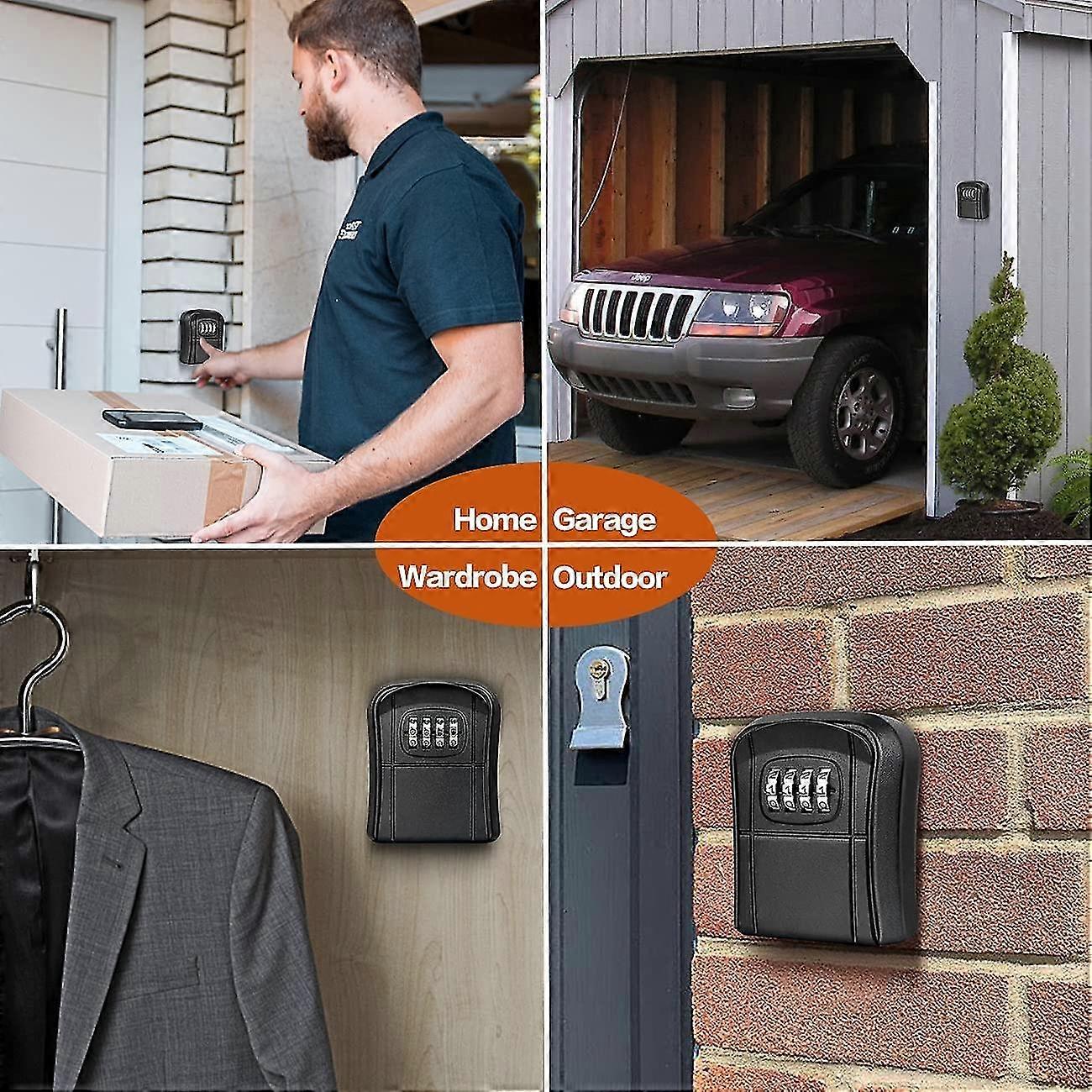 Key Box Wall Mounted Mini Key Safe Outdoor Key Box With Resettable 4 ...