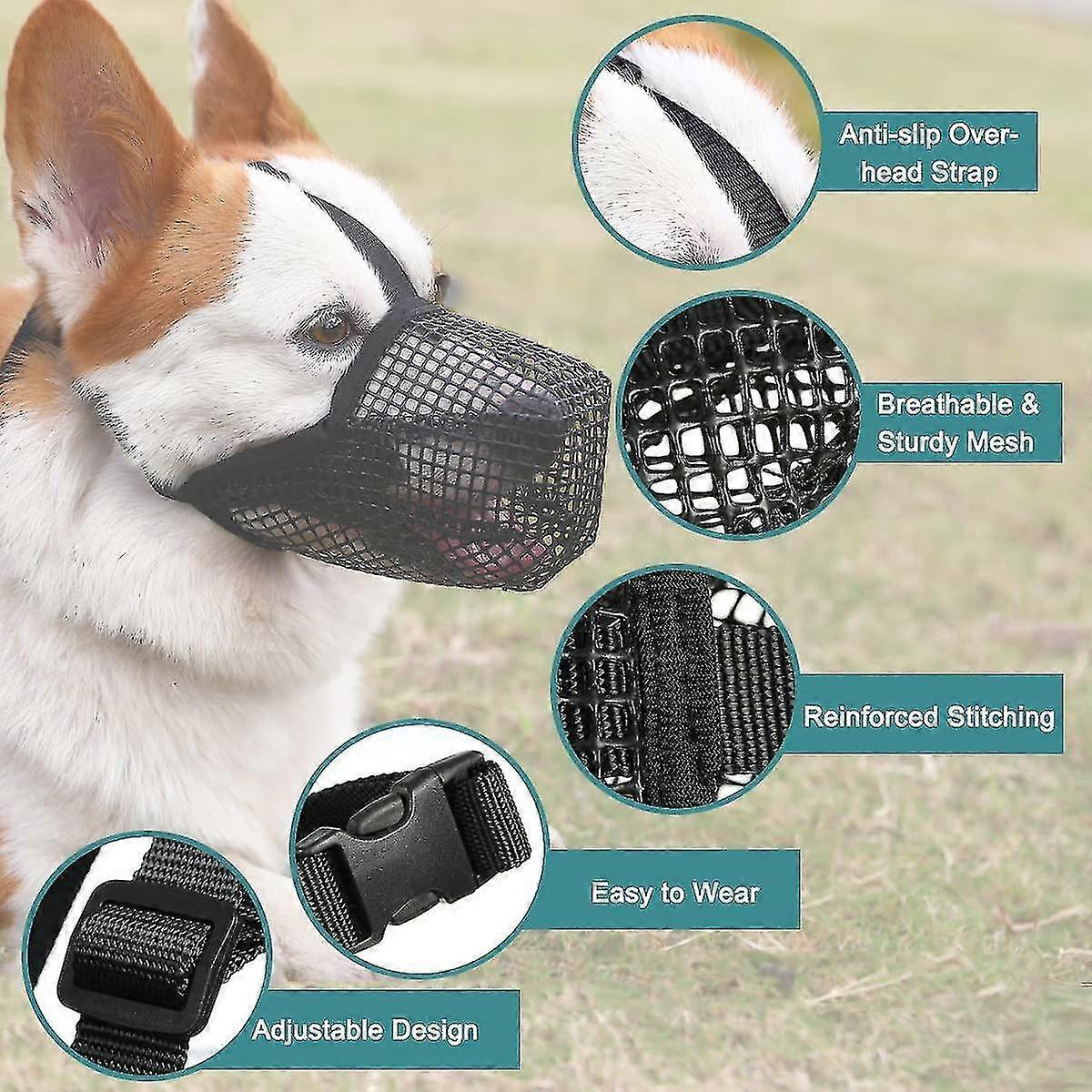 Dog Muzzle, Dog Muzzle Mesh Mask With Adjustable Straps, Prevent Biting ...
