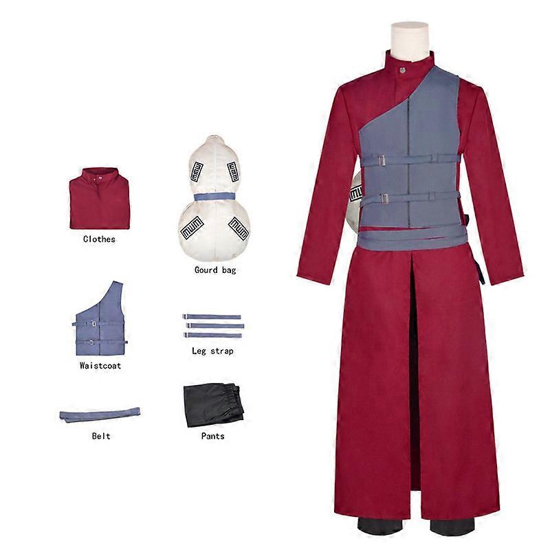 Anime Uniform Gaara Costume Set for Men Halloween Carnival Party ...
