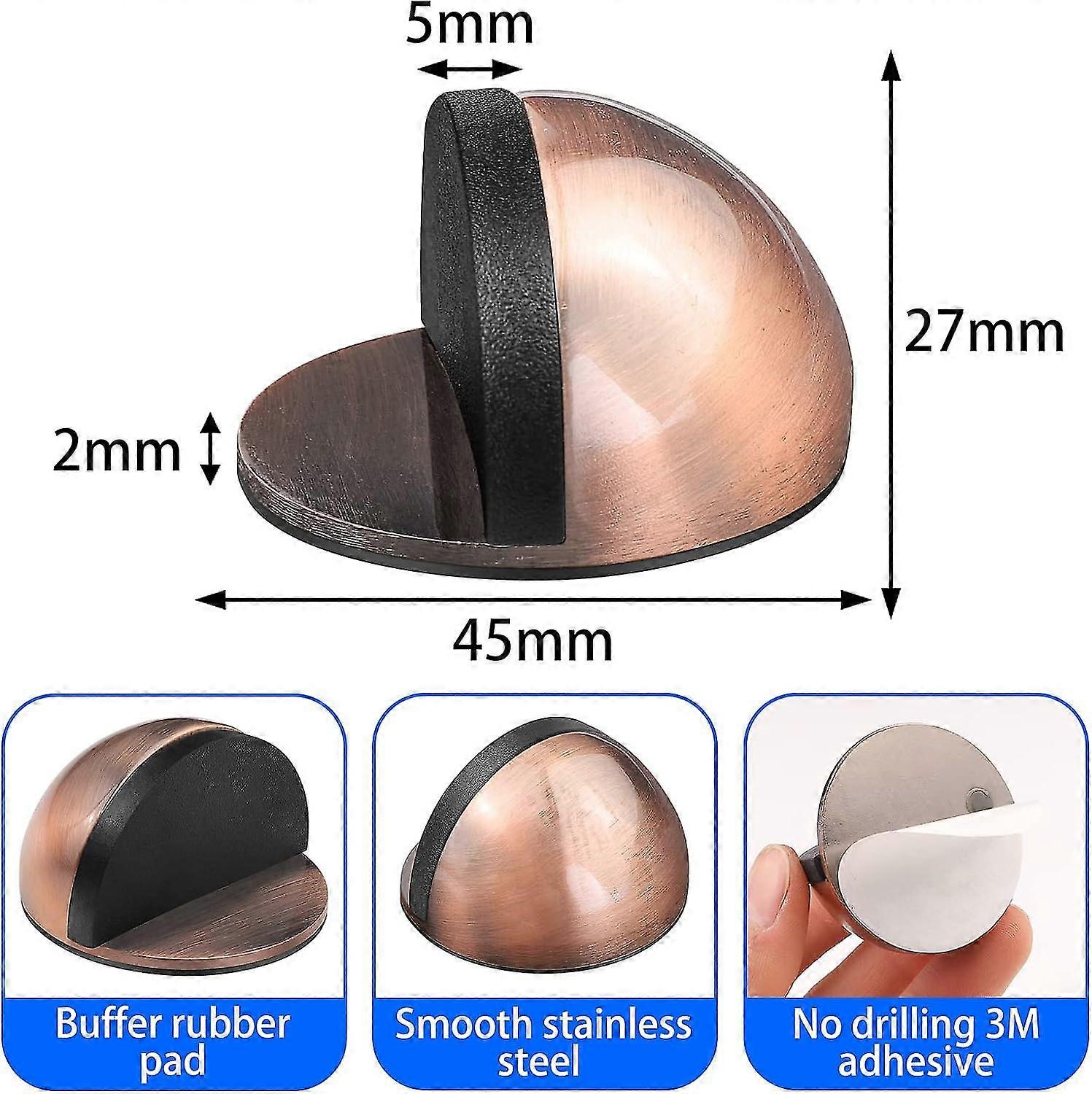 ((Bronze))Set of 6 Adhesive Door Stops/Stops in Stainless Steel, Blocks ...