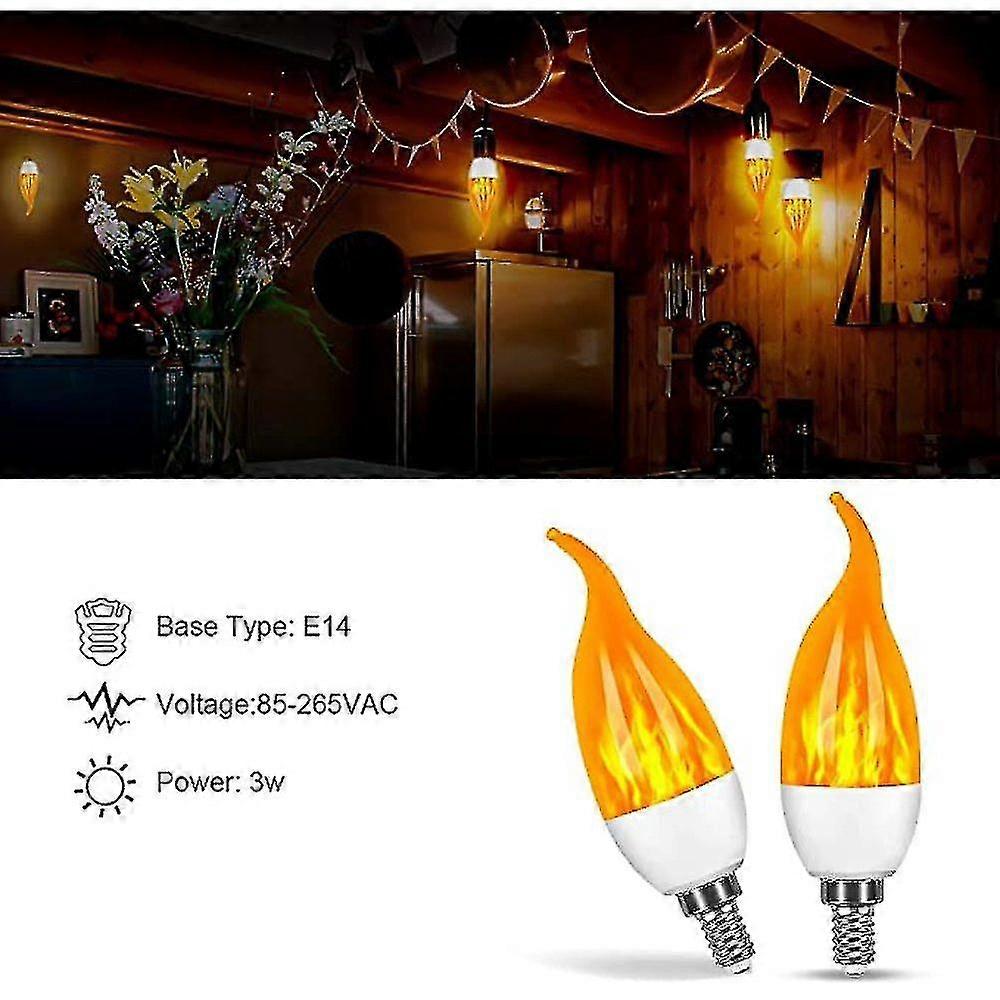 Axh Flame Light Bulb Led 2w E14 Flame Effect Bulbs Dimmable Candle ...