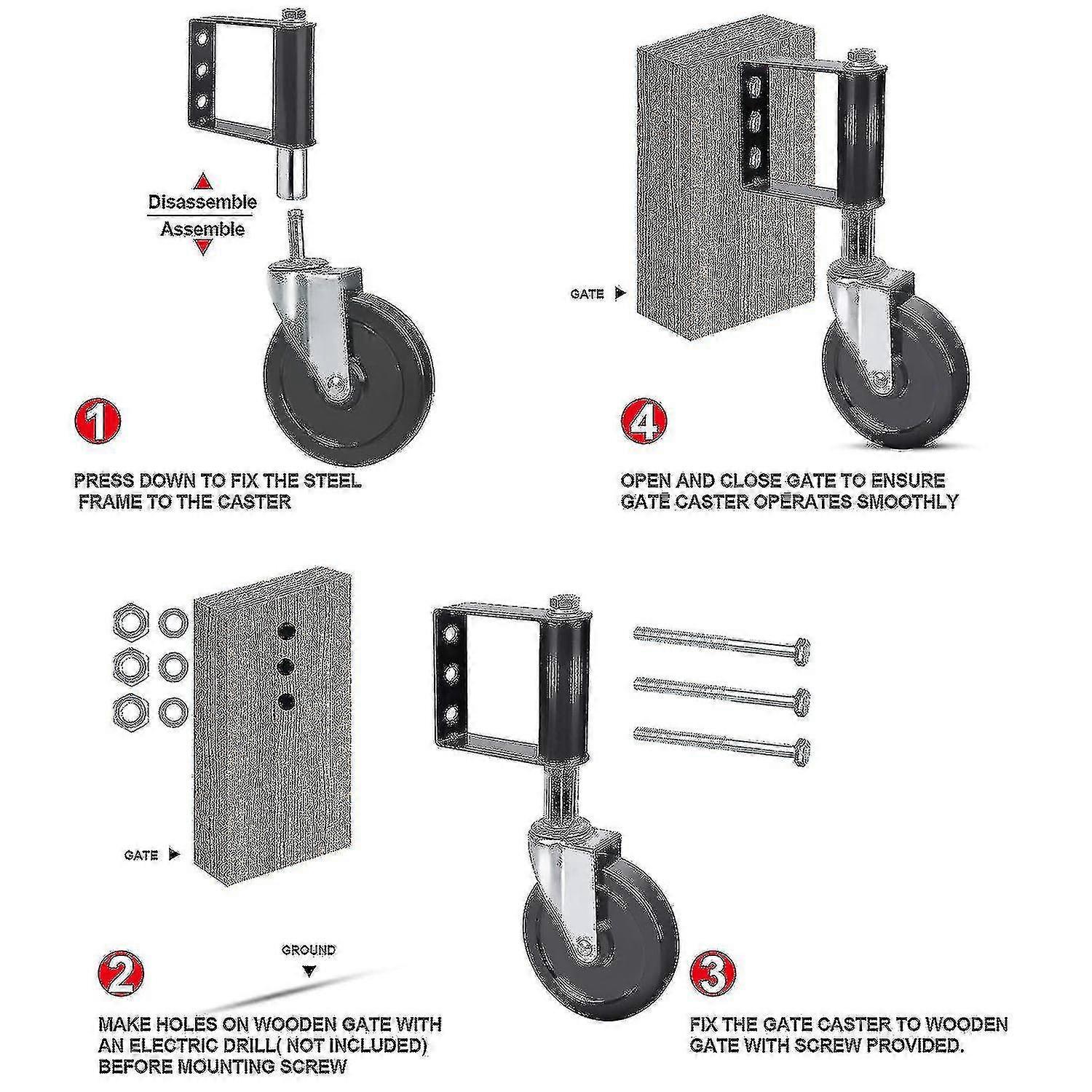 Set Of 2 Aging Resistant Rubber Spring Loaded Gate Rollers With ...