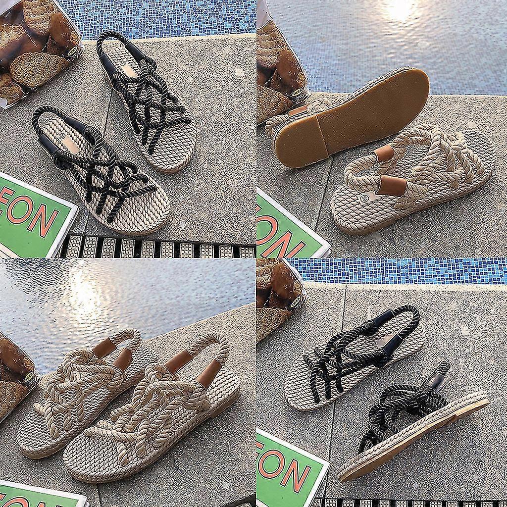 Hemp Gladiator Rope Sandals For Women Men Unisex Beach Platform Sandals ...