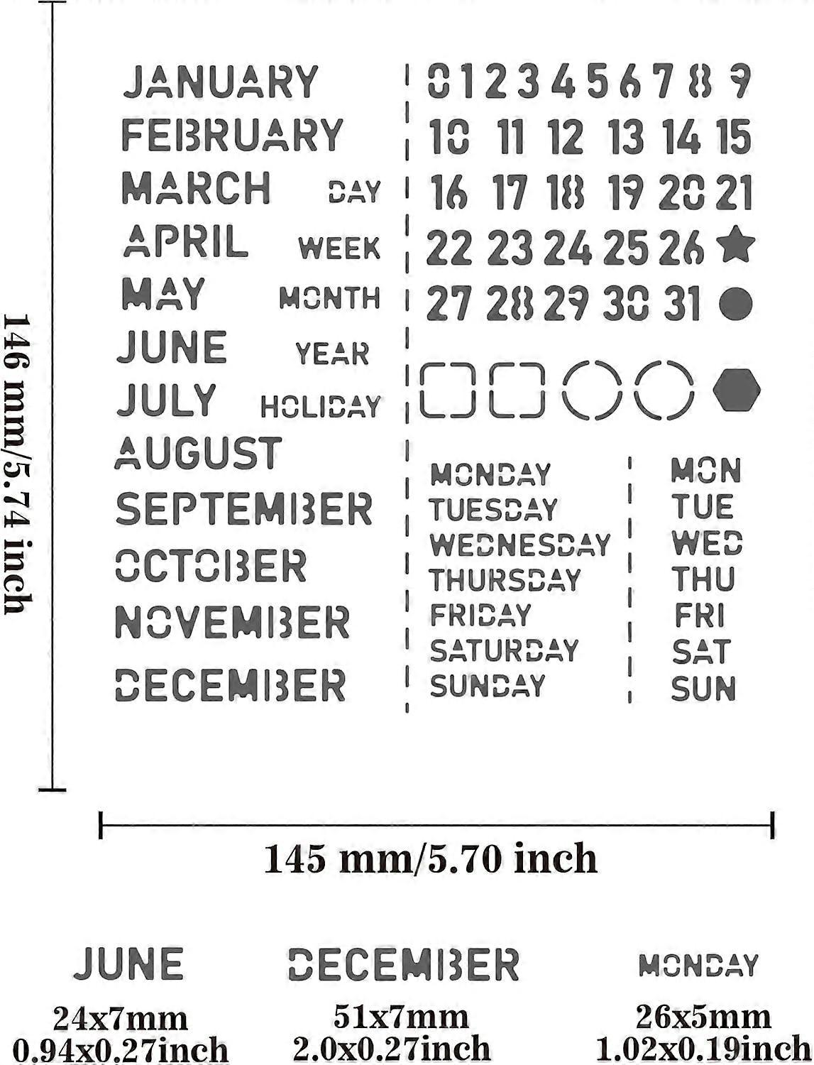 Month Metal Journal Stencil Calendar Stainless Steel Stencil Template ...