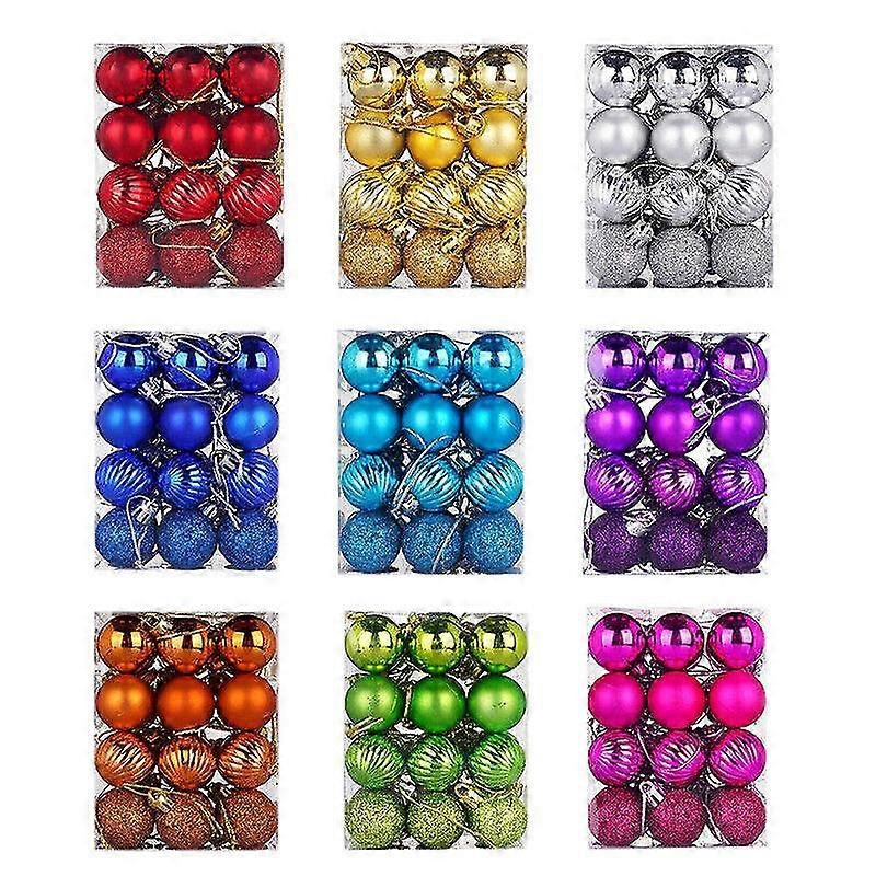 24pcs 3cm Mini Small Christmas Baubles Tree Balls Ornaments Xmas Party ...