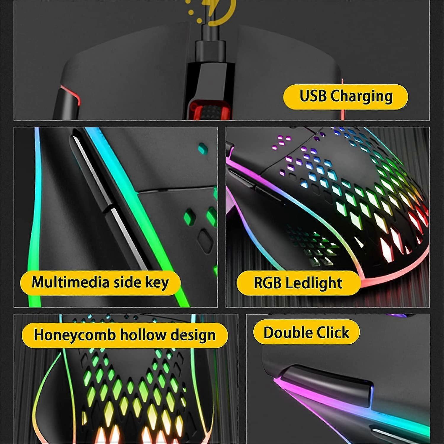 Gaming Mouse, Wireless Mouse Rechargeable Honeycomb Wireless Gaming ...