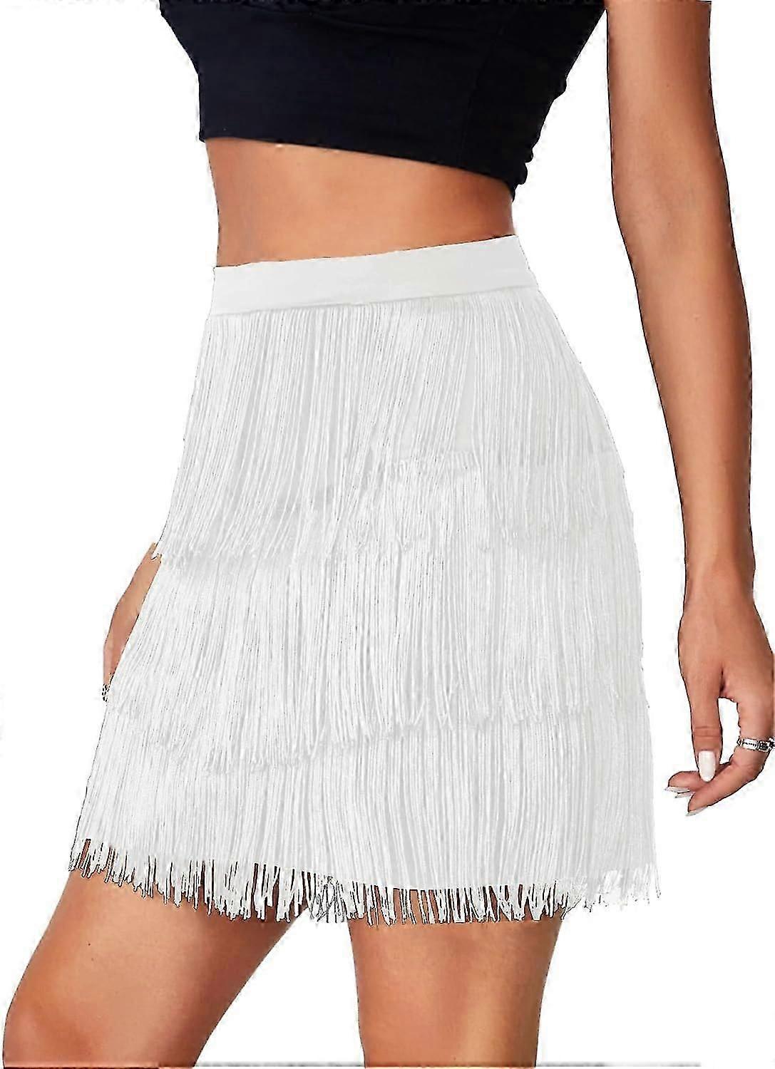 Women's Sexy Fringe Trim High Waist Tiered Bodycon Pencil Mini Short ...