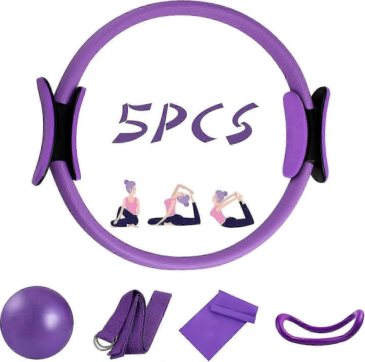 5 Piece Pilates Ring Set 14" Yoga Fitness Magic Circle Home Pilates ...