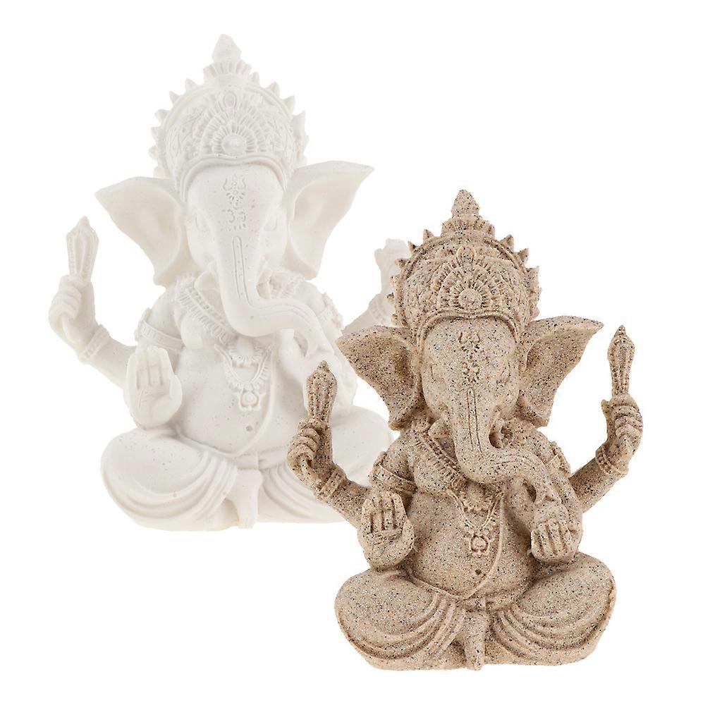 Hindu Sand Stone Hand Elephant God Meditation Ganesha Statue Beige ...