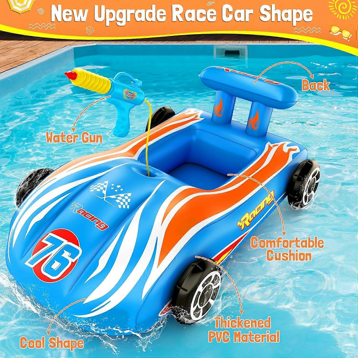 Inflatable Race Car Pool Float with Water Gun - Ride - on Fun for Kids ...