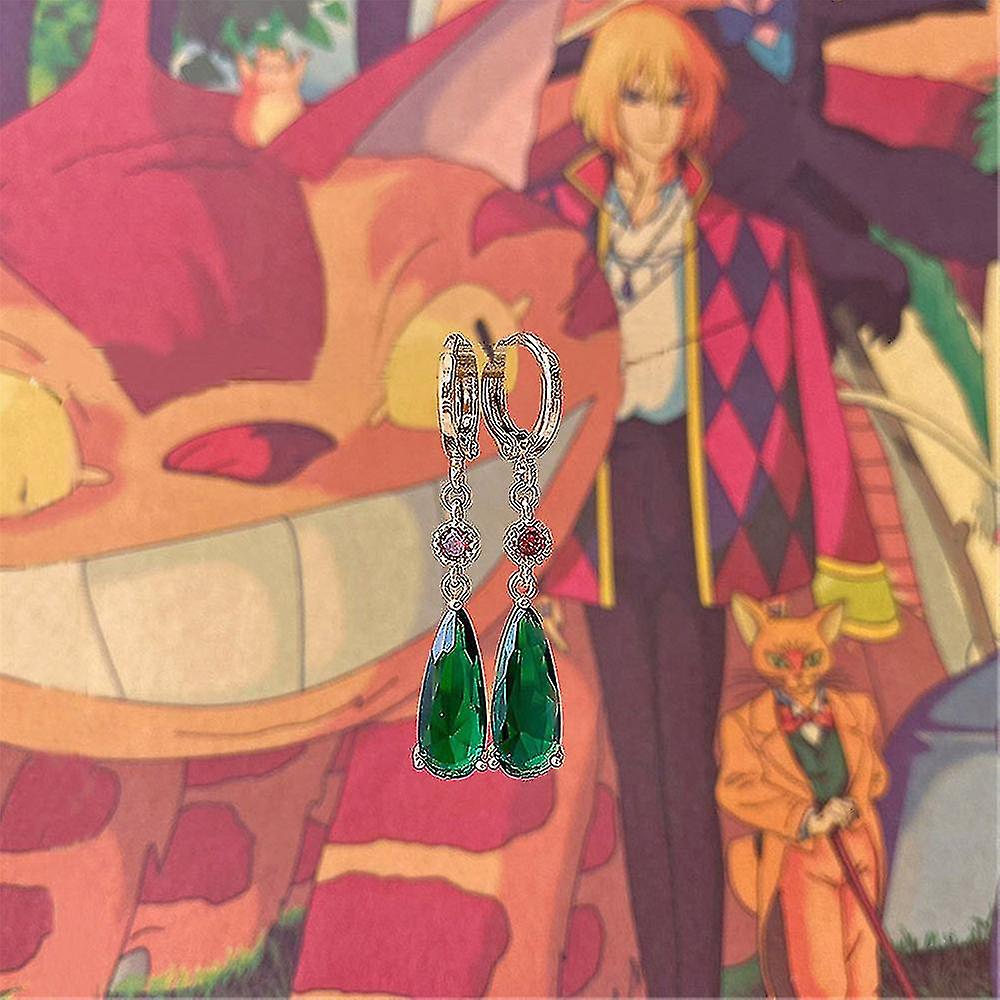Anime Howl's Moving Castle Howl Artificial Gem Ear Clips Drop Earrings ...